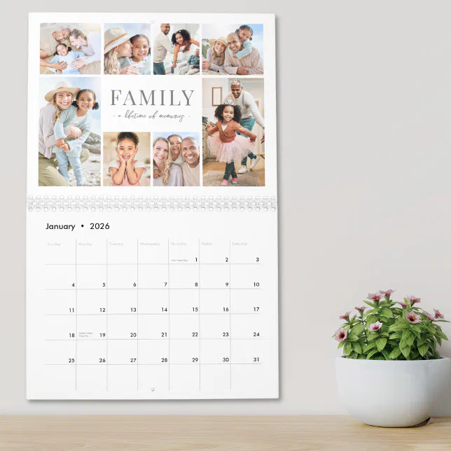 Simple Family Photo Collage Calendar | Zazzle