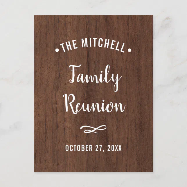 Simple Family Reunion | Rustic Wood Look Invitation Postcard | Zazzle