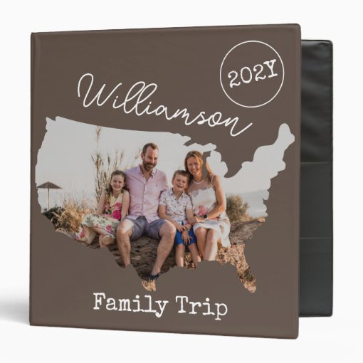 Simple Family Vacation Photo USA Outline Road Trip 3 Ring Binder | Zazzle