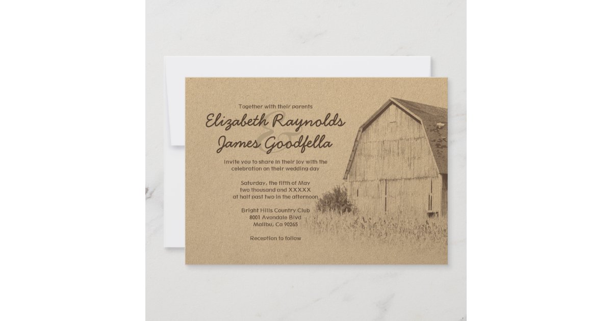 Simple Farm Wedding Invitations | Zazzle
