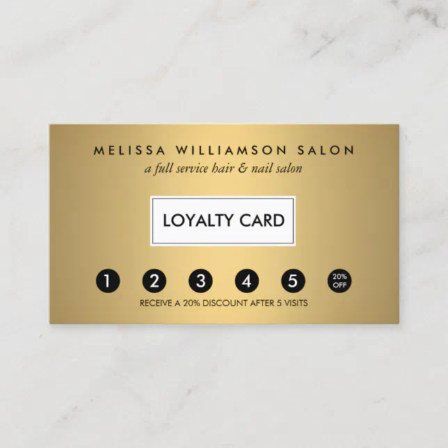 Simple Faux Gold Customer Loyalty Punch Card | Zazzle