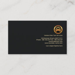 Simple Faux Gold Taxi Service Slogan Cab Service Business Card | Zazzle