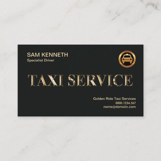 Simple Faux Gold Taxi Service Slogan Cab Service Business Card | Zazzle
