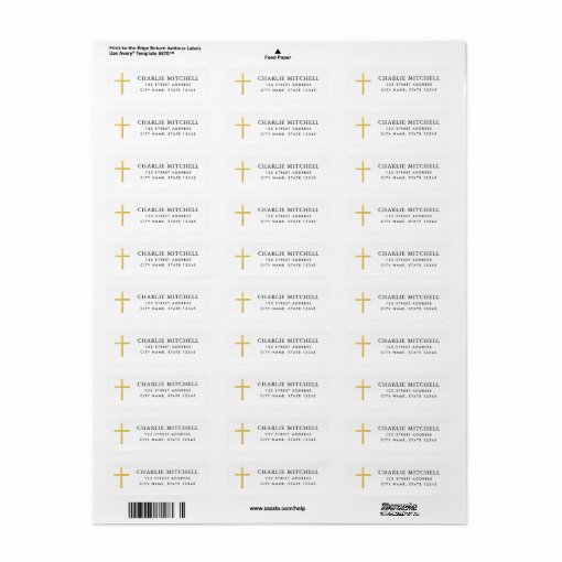 Simple faux golden gradient cross return address label | Zazzle