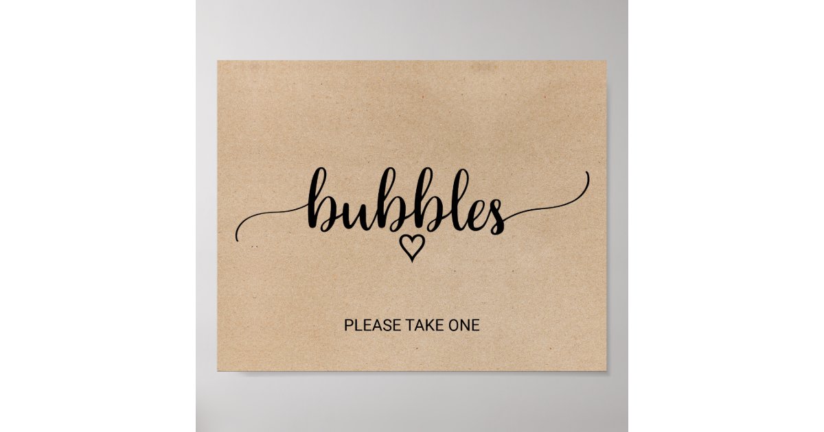 Simple Faux Kraft Calligraphy Bubbles Sign | Zazzle