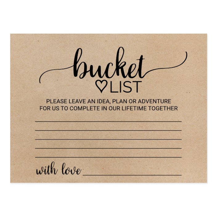 Simple Faux Kraft Calligraphy Bucket List Cards | Zazzle.com