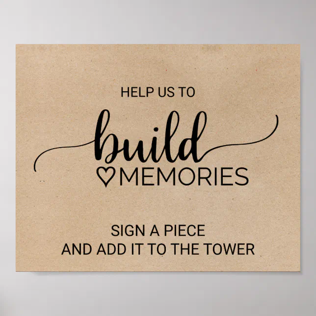 Simple Faux Kraft Calligraphy Build Memories Poster | Zazzle
