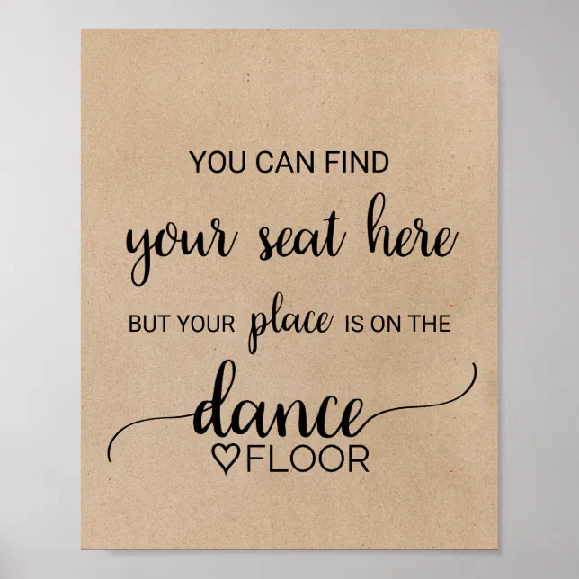 Simple Faux Kraft Calligraphy Dance Floor Sign | Zazzle