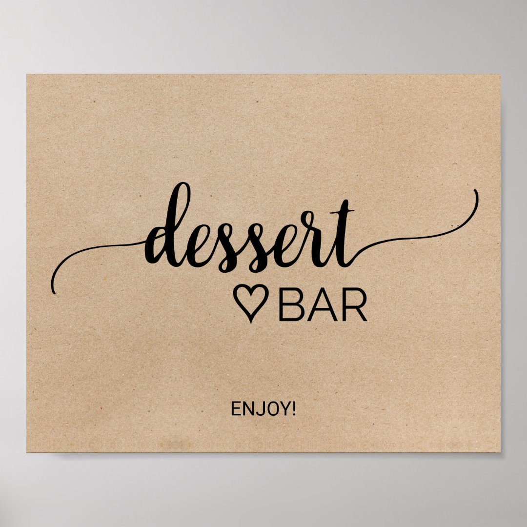 Simple Faux Kraft Calligraphy Dessert Bar Sign | Zazzle