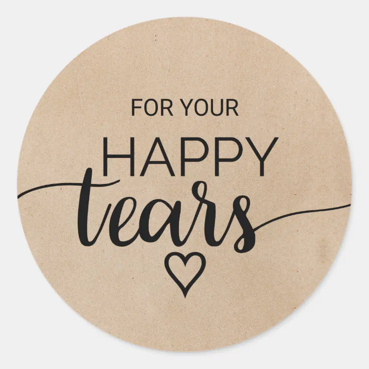 Simple Faux Kraft Calligraphy Happy Tears Tissue Classic Round Sticker ...