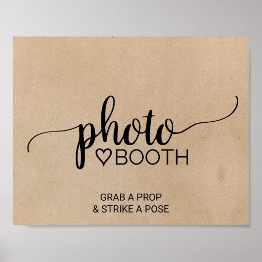 Simple Faux Kraft Calligraphy Photo Booth Sign | Zazzle.com