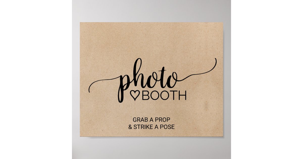Simple Faux Kraft Calligraphy Photo Booth Sign | Zazzle