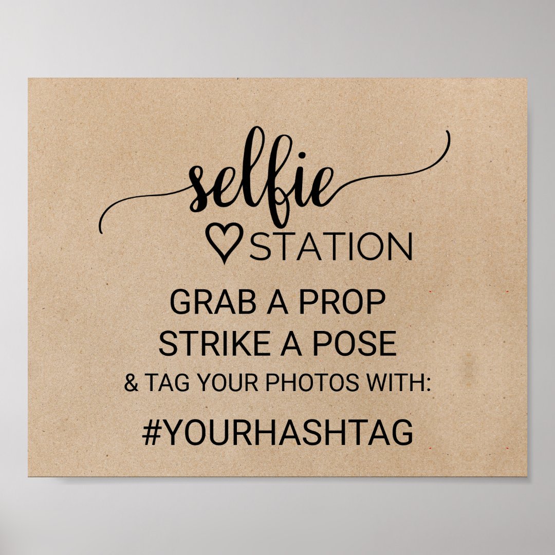 Simple Faux Kraft Calligraphy Selfie Station Sign | Zazzle
