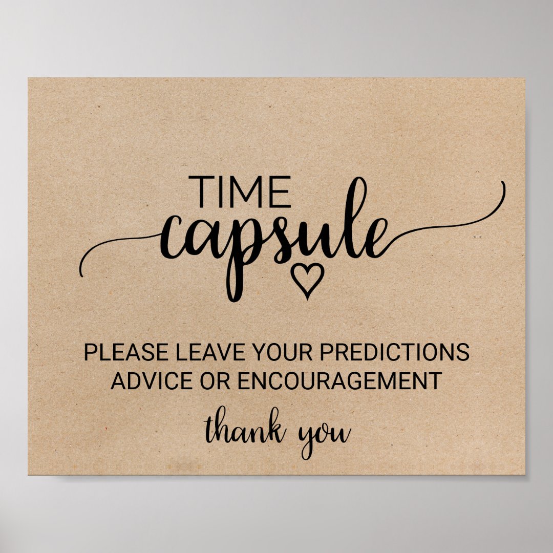 Simple Faux Kraft Calligraphy Time Capsule Sign | Zazzle