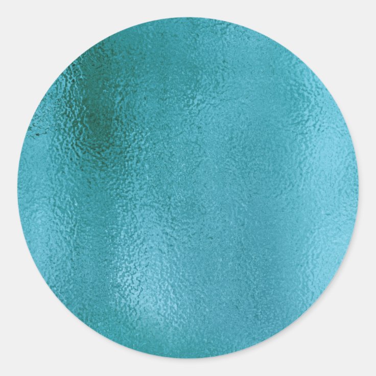 Simple Faux Metallic Teal. Classic Round Sticker | Zazzle