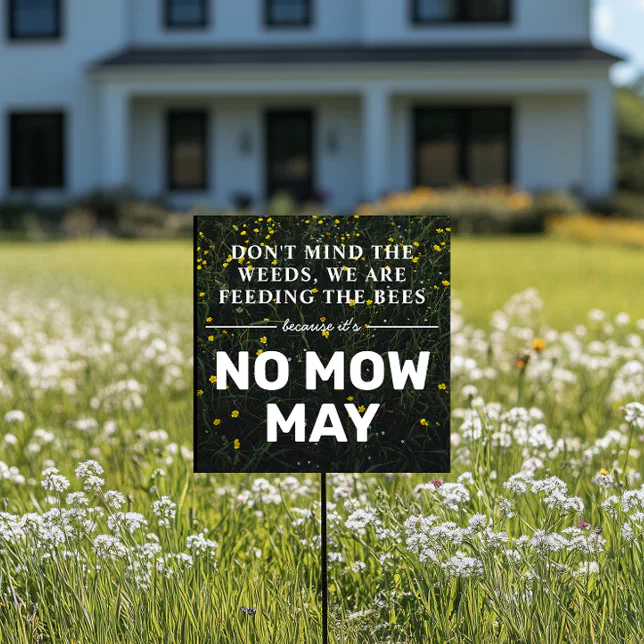Simple Feeding the Bees No Mow May Yard Sign | Zazzle