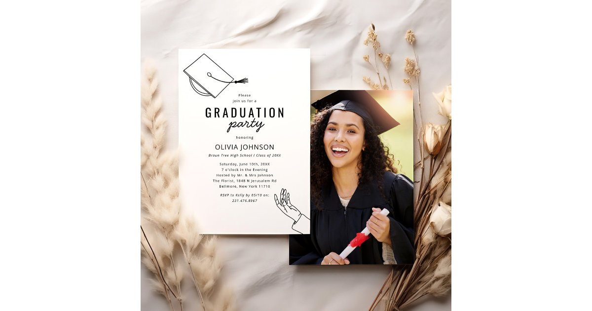 Simple Female Photo Graduation Party Invitation | Zazzle