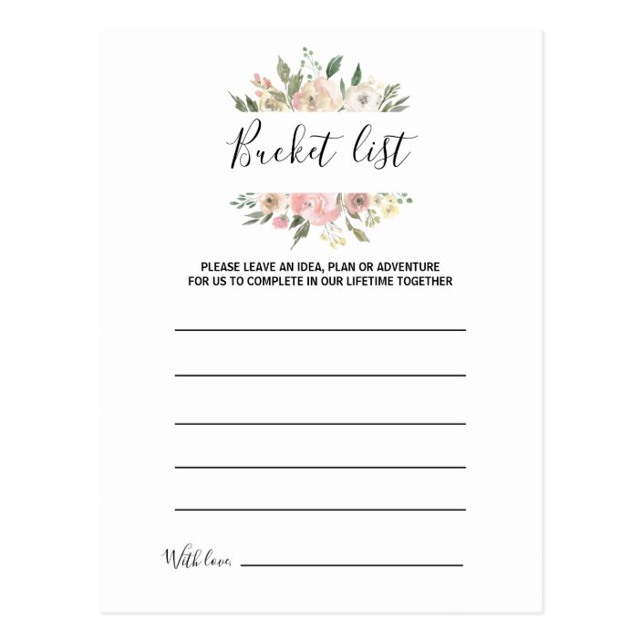 Simple Floral and Greenery Bucket List Cards | Zazzle.com