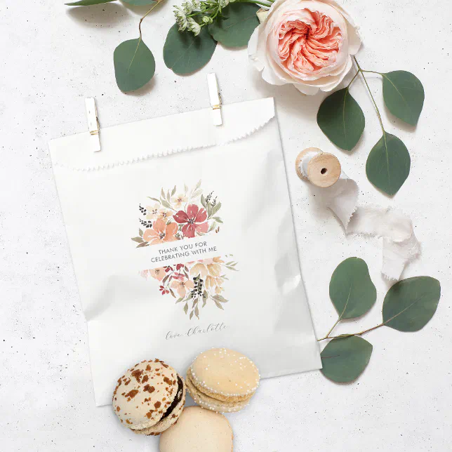 Simple Floral | Birthday Thank You Favor Bag | Zazzle