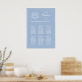 Simple Floral Cross on Blue Baptism Seating Chart | Zazzle