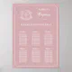 Simple Floral Cross on Pink Baptism Seating Chart | Zazzle
