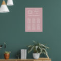 Simple Floral Cross on Pink Baptism Seating Chart | Zazzle