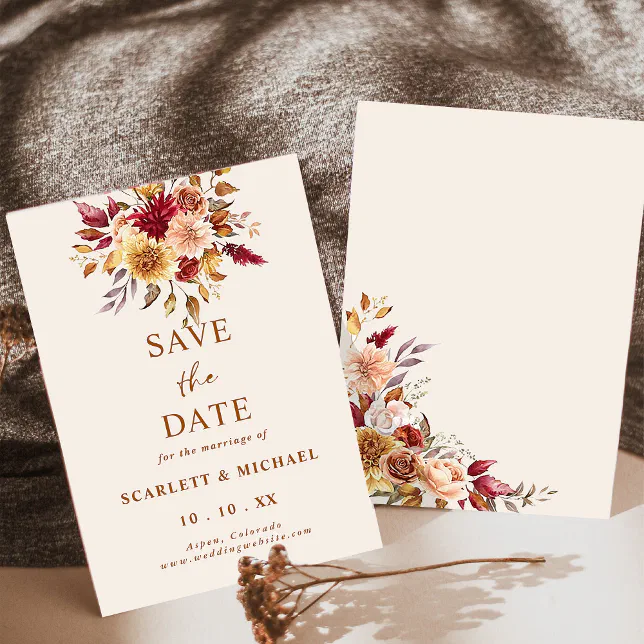 Simple Floral Fall Save The Date Invitation | Zazzle