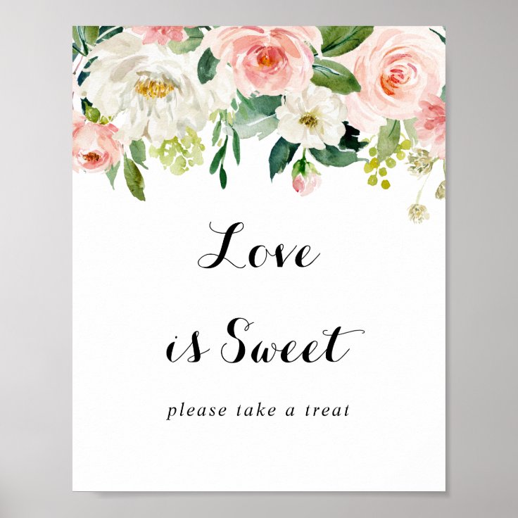 Simple Floral Green Foliage Love Is Sweet Sign | Zazzle