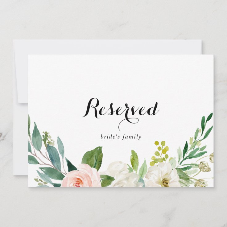 Simple Floral Green Foliage Wedding Reserved Sign | Zazzle
