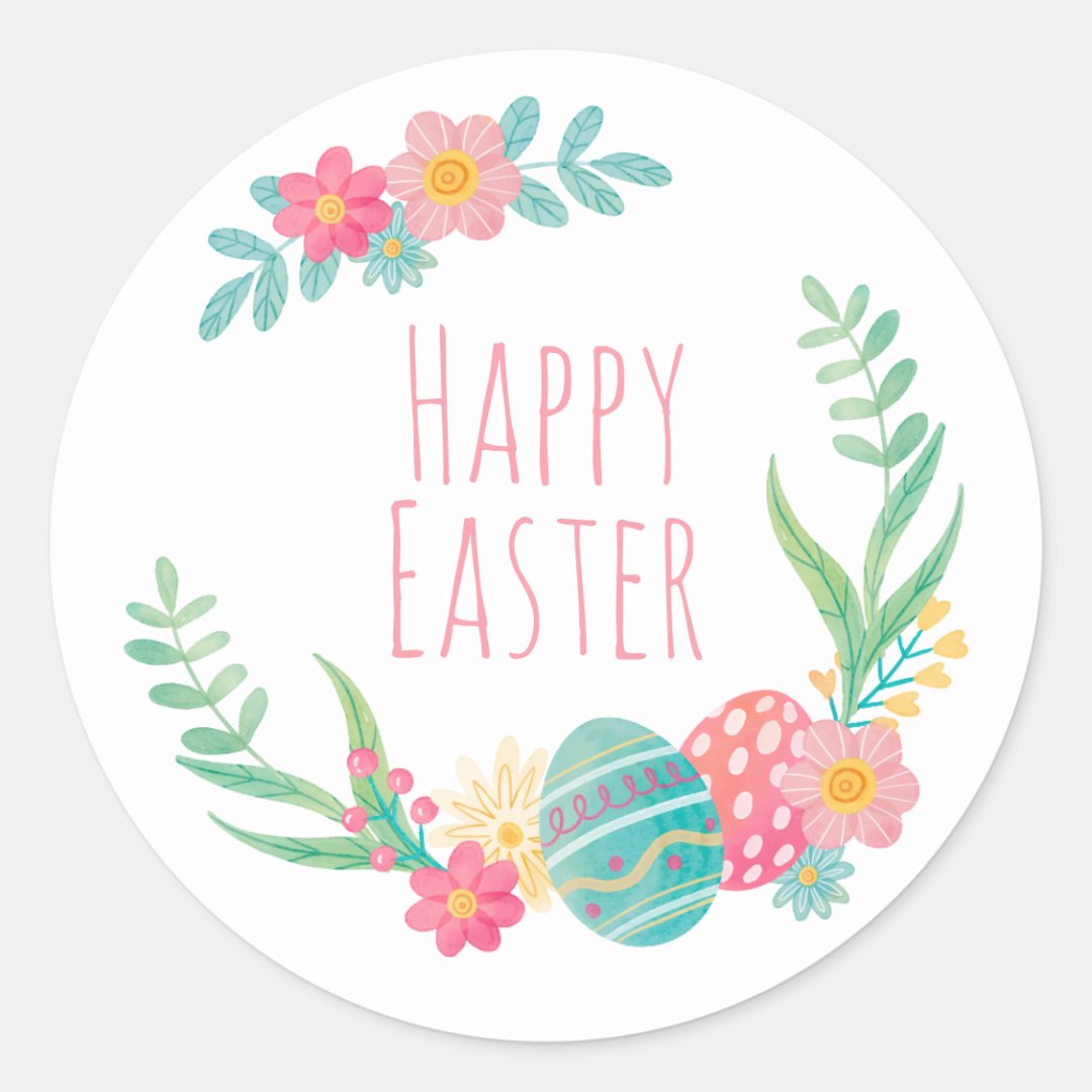 Simple Floral Happy Easter | Sticker Seal | Zazzle