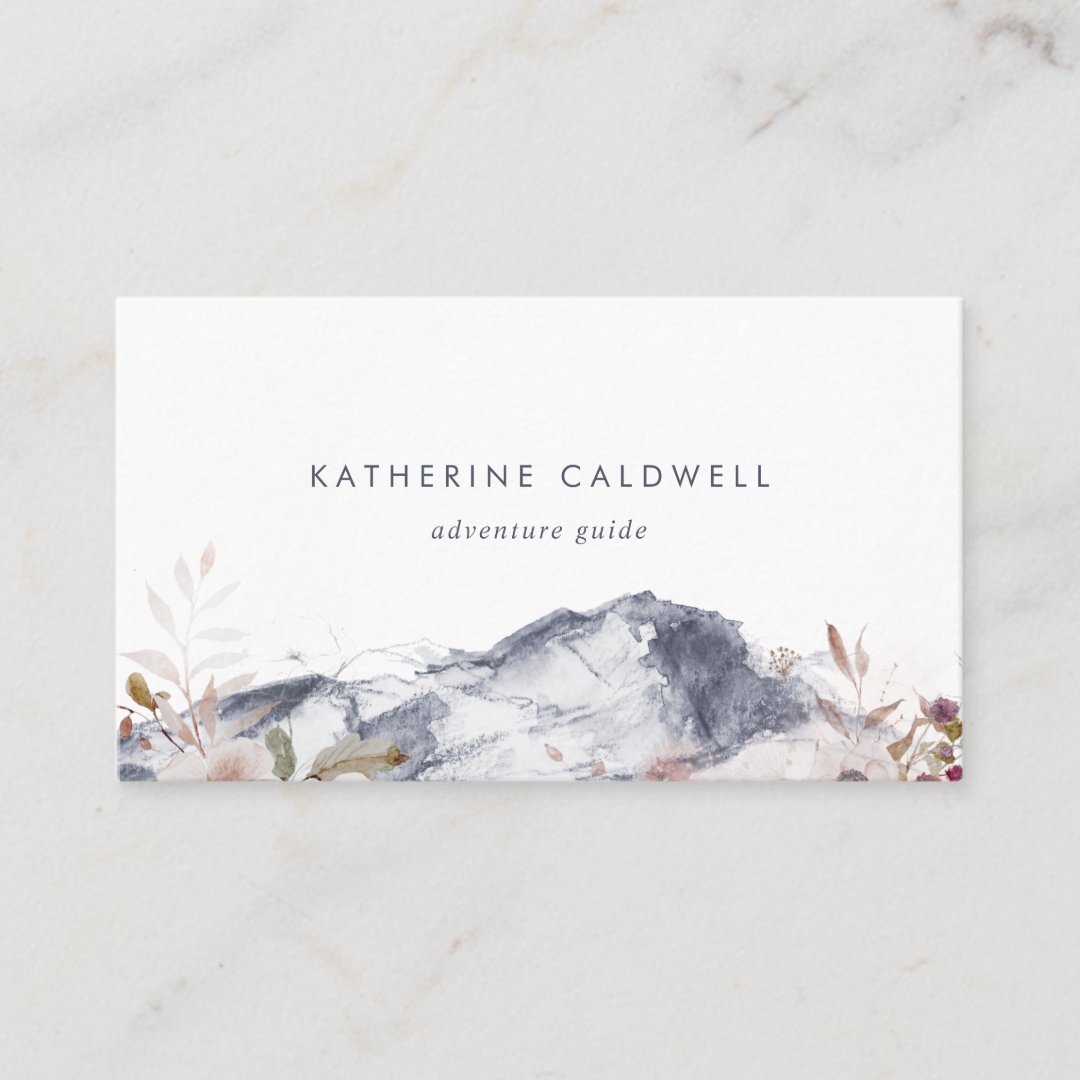 Simple Floral Mountain Business Card | Zazzle