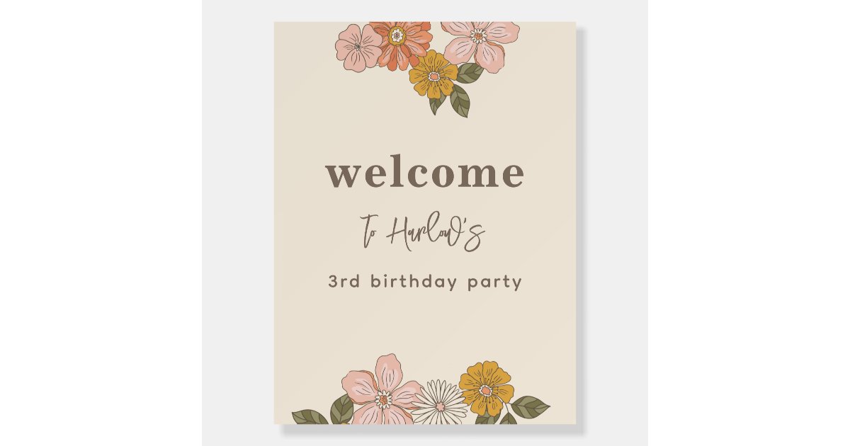Simple Floral Party Welcome Sign | Zazzle