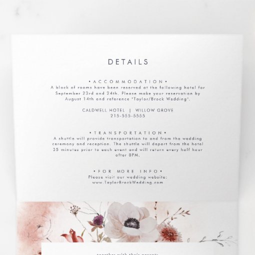 Simple Floral Photo Wedding All In One Tri-Fold Invitation | Zazzle
