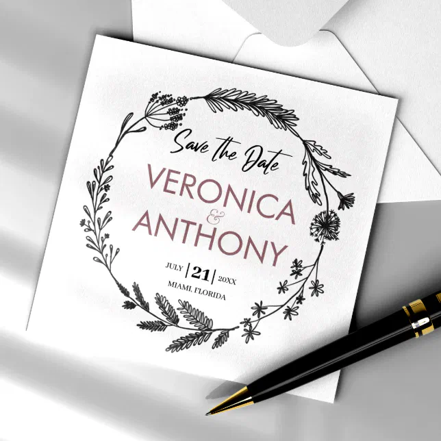 Simple Floral Save The Date QR Code Wedding Invitation | Zazzle