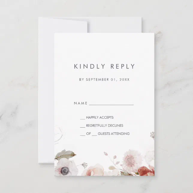 Simple Floral Simple RSVP Card | Zazzle