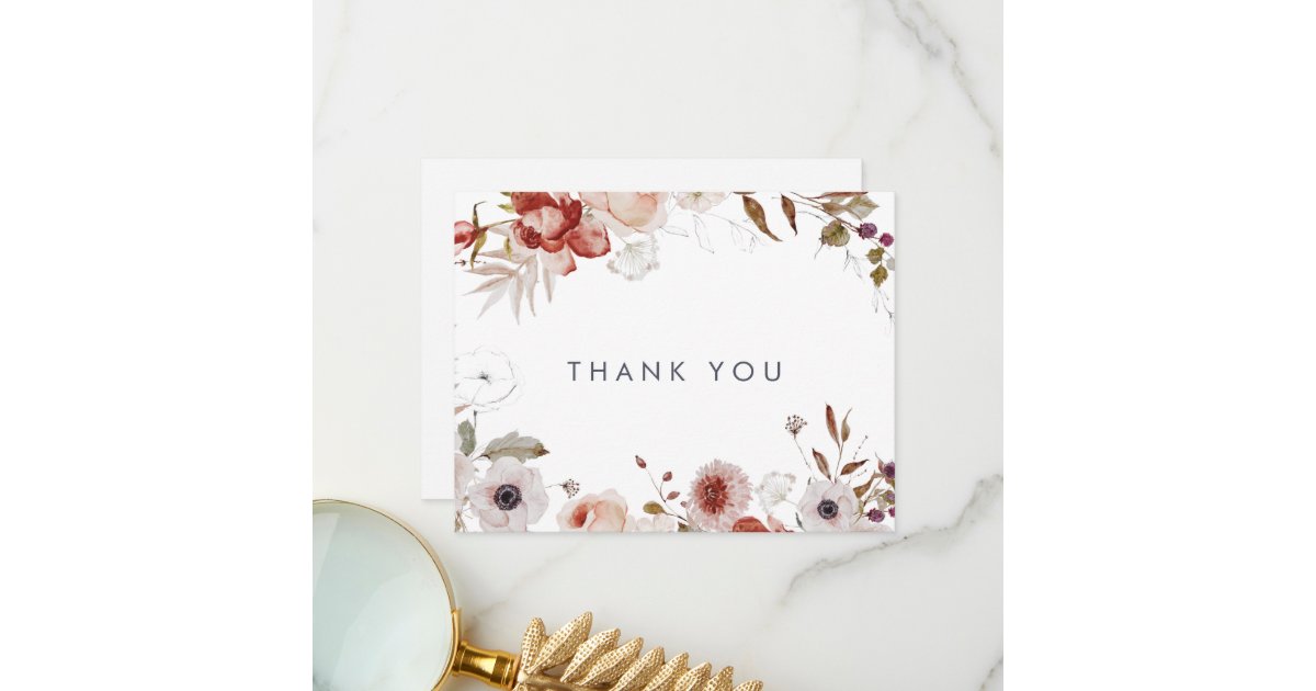 Simple Floral Thank You Card | Zazzle