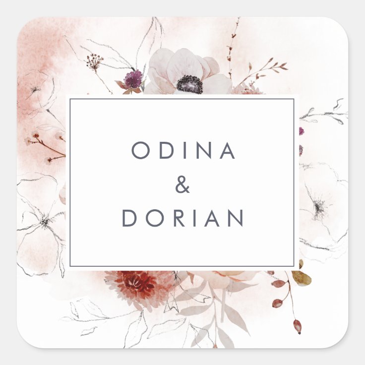 Simple Floral Wedding Envelope Seals | Zazzle