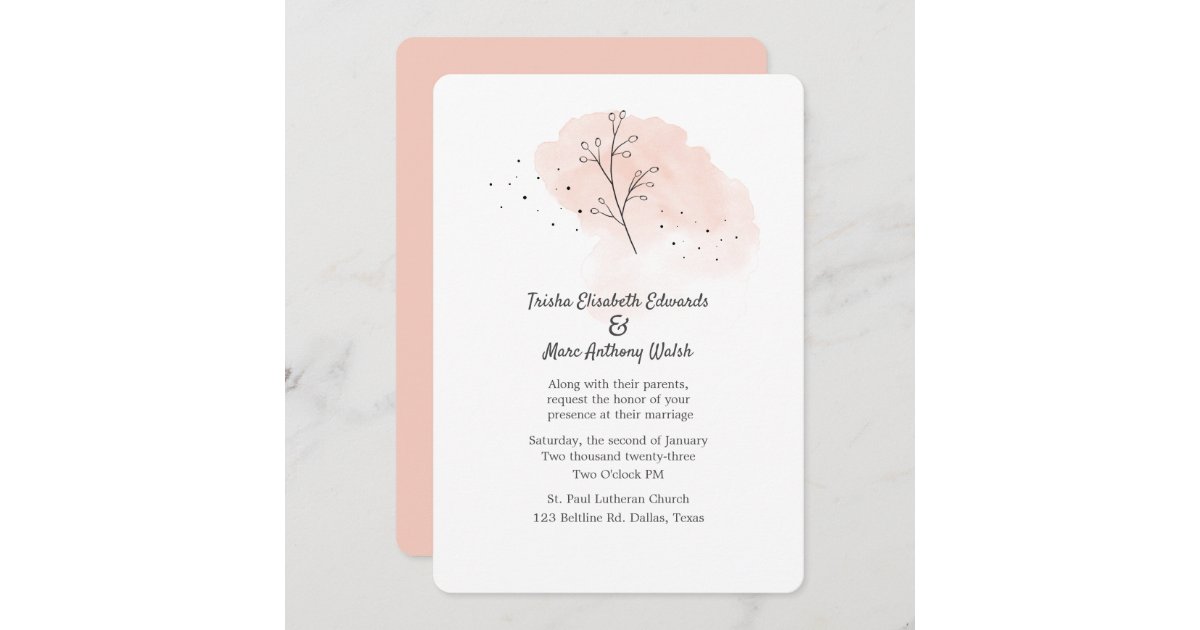 Simple Floral Wedding Invitation | Zazzle
