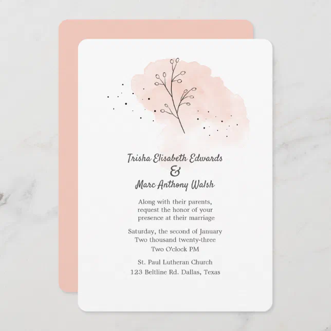 Simple Floral Wedding Invitation | Zazzle