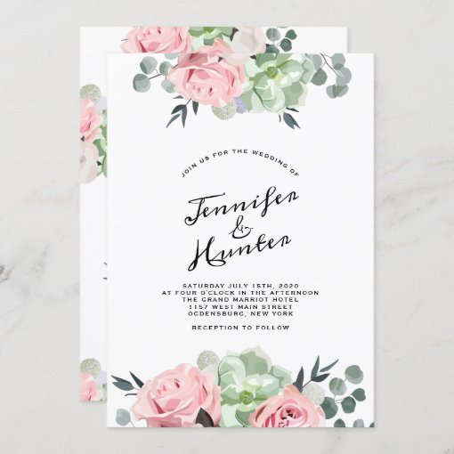 Simple Floral Wedding Invitation | Zazzle