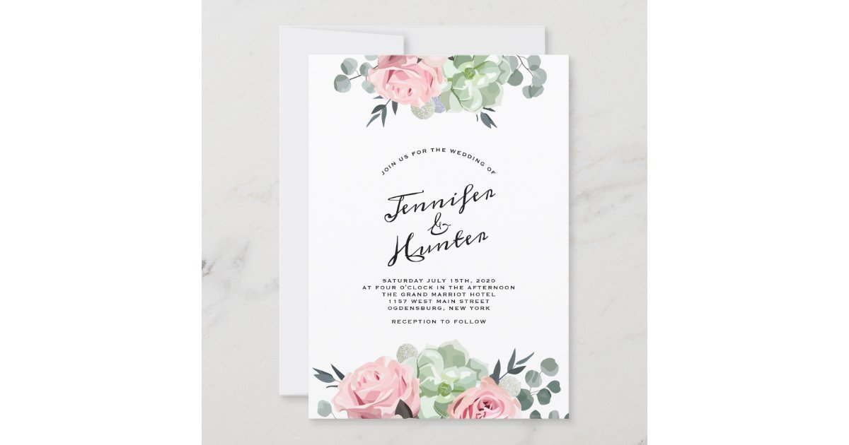 Simple Floral Wedding Invitation | Zazzle