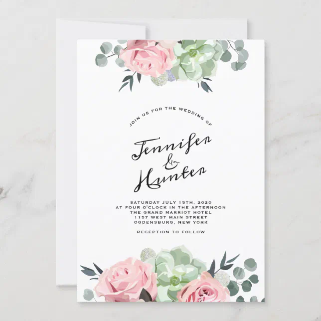 Simple Floral Wedding Invitation | Zazzle