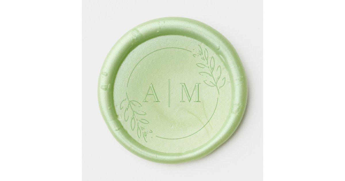 Simple folage border initial monogram wax seal sticker | Zazzle