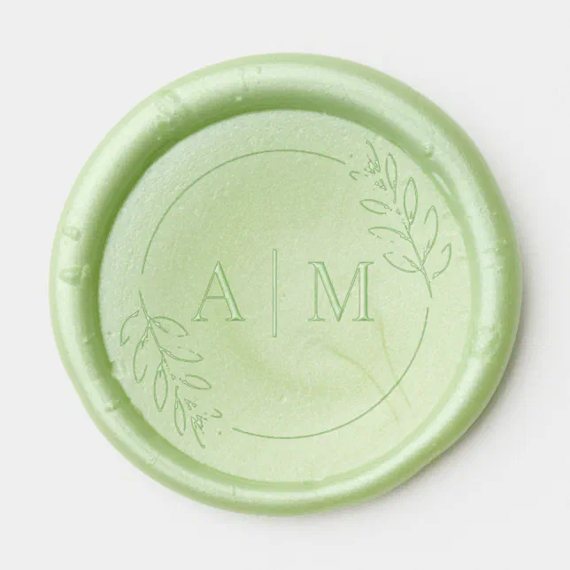 Simple folage border initial monogram wax seal sticker | Zazzle