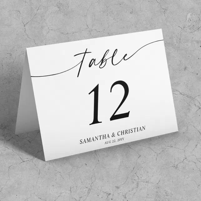 Simple Folded Tent Wedding Table Number card | Zazzle