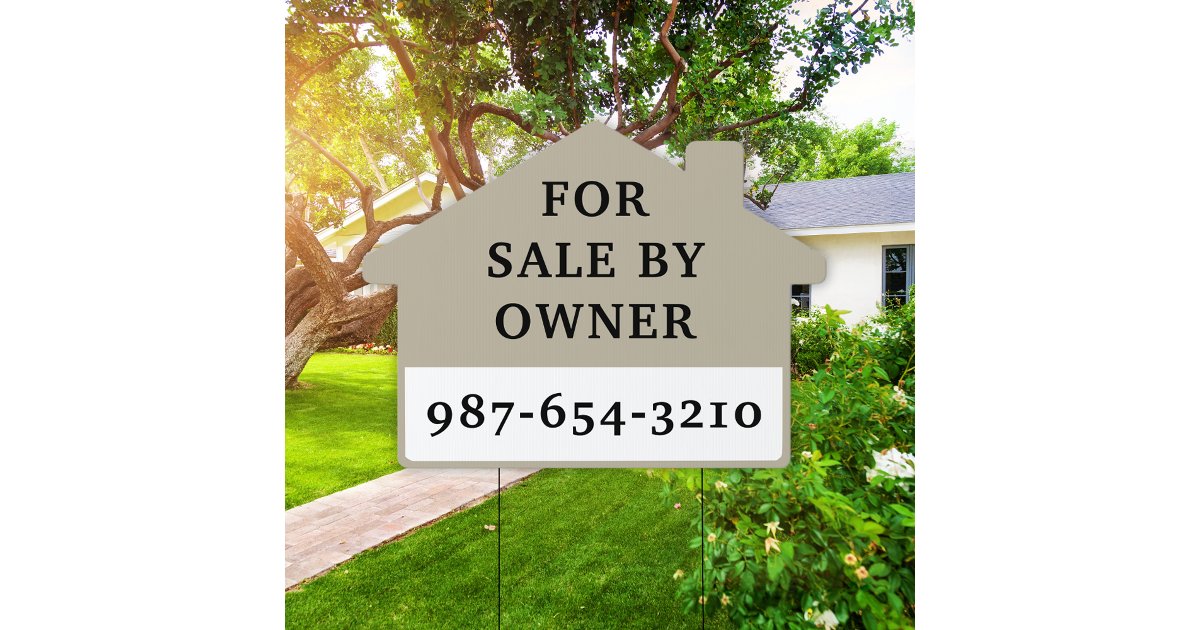 Simple For Sale By Owner Beige White Yard Sign | Zazzle