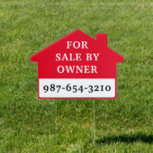 Simple For Sale By Owner Red White Yard Sign | Zazzle