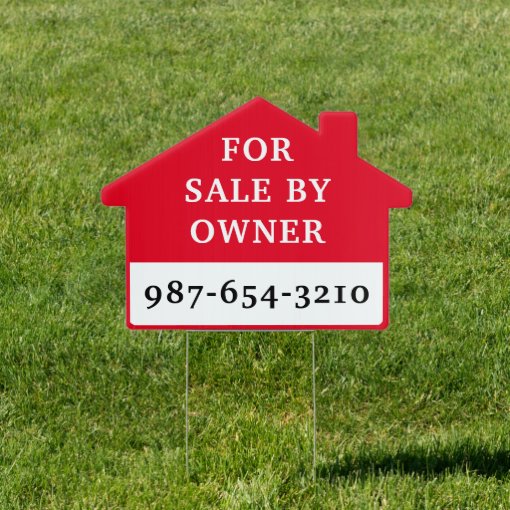 Simple For Sale By Owner Red White Yard Sign | Zazzle