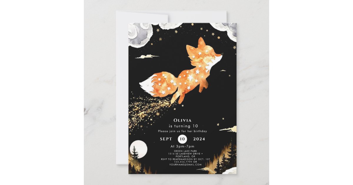 Simple Forest Fox Birthday Invitation | Zazzle