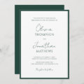 Simple Forest Green Border Script Wedding Invitation | Zazzle